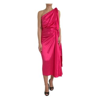 Dolce & Gabbana Fuchsia Seiden One-Shoulder Wrap Kleid - - Dresses - Damen - Rosa - 2XS