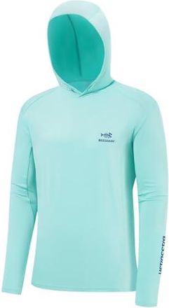 Bassdash Hommes UPF 50 + Cordon de Serrage Chemises à Capuche de Pêche Protection Solaire UV à Manches Longues Randonnée en Plein air T-Shirts à Capuche FS33M