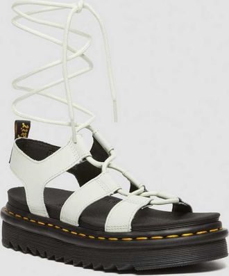 Dr. Martens Nartilla Leder Gladiatorsandalen in Creme/Gr&uuml;n, Gr&ouml;&szlig;e: 36