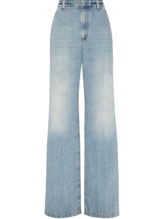 Brunello Cucinelli jean ample à taille haute - Bleu