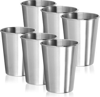 Com-Four 6x Edelstahl-Trinkbecher - Becher aus Edelstahl 304 - leichter Campingbecher 260 ml - Reisebecher bruchsicher und BPA-frei