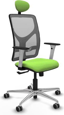 Piqueras y Crespo B&uuml;rostuhl mit wei&szlig;en und schwarzen Armlehnen, h&ouml;henverstellbarer Lendenwirbelst&uuml;tze und festem Kopfteil, ausgestattet mit Sincro 3 Positionen, Grau/Pi