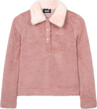 GCDS Gcds - Polo en maille effet fausse fourrure - Femme - Pulls - Rose - Taille: 36 FR