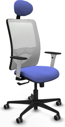 Piqueras y Crespo Stoff-B&uuml;rostuhl Zulema mit wei&szlig;en und schwarzen Armlehnen, h&ouml;henverstellbarer Lendenwirbelst&uuml;tze und festem Kopfteil, ausgestattet mit 3 Positionen, W