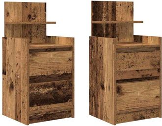vidaXL Tables de chevet avec 2 tiroirs 2 pcs vieux bois 38x34x80 cm Vidaxl