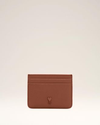 Ami Porte-Cartes Ami De Coeur Marron en Cuir De Vachette Caramel - TU - Unisex