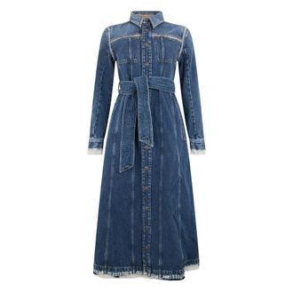 Diesel Langes Jeanskleid mit G&uuml;rtel - - Dresses - Damen - Blau - S