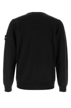 Stone Island Mens Black Wool Sweater Exterior: Virgin Maglieria