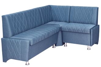 Rodnik Eckbank Polin, Sitzbank aus Kunstleder oder Stoff, mit Stauraum, Truhenbank 174 x125 cm (M&ouml;belstoff, blau)