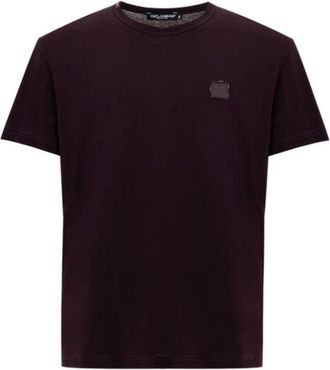 Dolce & Gabbana Homme, Tops, Violet, Taille: XS T-shirt Violet avec Logo Col Rond
