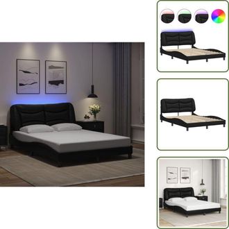 vidaXL The Living Store - Bett mit LED-Beleuchtung ohne Matratze Schwarz 120x200 cm - Bettrahmen - Schlafzimmerm&ouml;bel - Led-Bett - Kunstlederbett - Doppelbett