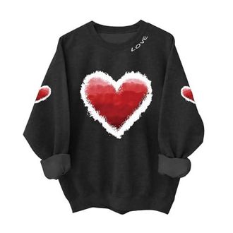 Generic Sweat-shirt imprim&eacute; Saint-Valentin 2026 &agrave; manches longues et col rond d&eacute;contract&eacute; haut doux et confortable v&ecirc;tements de sport tendance pour les tenues