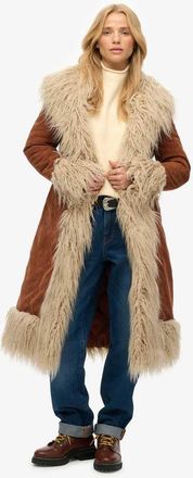 Superdry Manteau long style afghan - Marron ch&acirc;taigne rustique-Brown