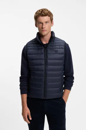 Boss Orange by Hugo Boss Steppweste BOSS ORANGE Odeno, Herren, Gr. 46, blau (dunkelblau404), Web, Obermaterial: 100% Polyamid, unifarben, slim fit kurz, hoch geschlossener Aus