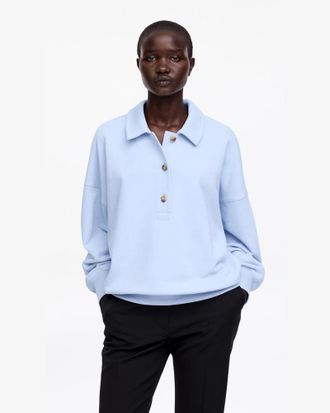 Arket Sweatshirt Aus French Terry Mit Polokragen -Blau