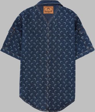 Marine Serre All-Over Print Denim Shirt - Blue