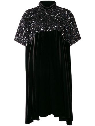 Talbot Runhof robe asym&eacute;trique brod&eacute;e de sequins - Noir