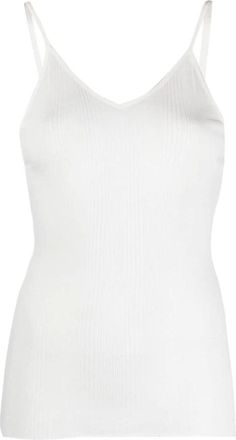 Khaite Femme, Tops, Blanc, Taille: 42 FR Camisole &agrave; Col V en Maille C&ocirc;tel&eacute;e