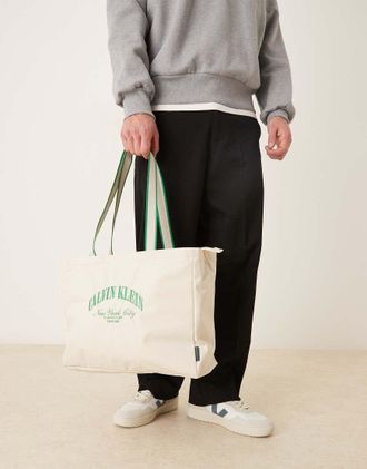 Calvin Klein Jeans - Tote bag &agrave; motif - Blanc