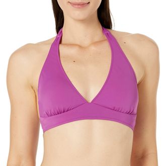 Amazon Essentials Damen Bikini-Badeanzug-Oberteil mit Leichter Unterstützung und gebundenem Neckholder (in Übergröße erhältlich), Violett, 38