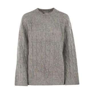 Brunello Cucinelli Femme, Pulls, Gris, Taille: 42 FR Cable Knit Crewneck Sweater