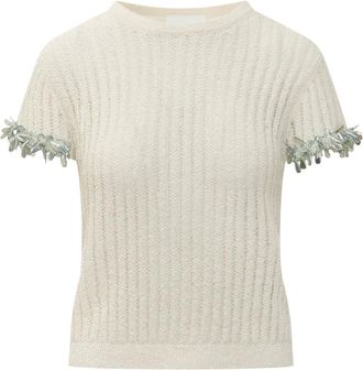 Des_Phemmes DES Phemmes, Femme, Pulls, Beige, Taille: 40 FR Sponge Rib Top