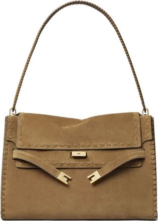 Tory Burch Femme, Sacs, Beige, Taille: ONE Size Lee Radziwill Suede Large Shoulder Bag