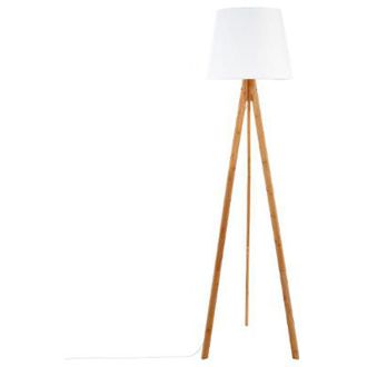 PEGANE Pegane - Lampadaire trépied, lampadaire en polyester coloris blanc, pieds en bambou coloris naturel - diamètre 50 x Hauteur 160 cm