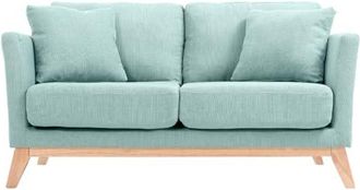 Miliboo Canap&eacute; scandinave d&eacute;houssable 2 Places en Tissu Vert Lagon et Bois Clair Oslo