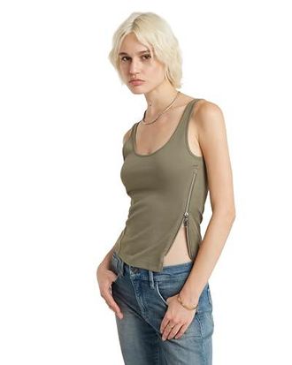 G-Star G-Star Femme Top Asymmetrical Zip, Vert (shamrock D24647-D275-2199), S