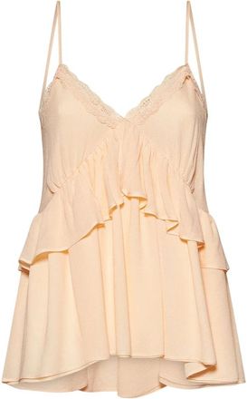 Silvian Heach Femme, Tops, Beige, Taille: 36 FR Top &agrave; fines bretelles et design superpos&eacute;