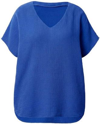 STUDIO UNTOLD Druckbluse Blusenshirt oversized Musselin V-Ausschnitt