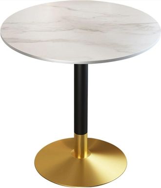 Generic Runder Marmor-Esstisch mit goldenen Tulpenmetallbeinen Moderne 80 cm kreisförmige Küchentische für Esszimmer Büro und Lounge weiß (Größe: 60 cm, Farbe