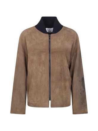 Ibrigu Printed Suede Bomber Brown