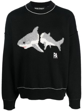 Palm Angels pull en laine vierge &agrave; imprim&eacute; graphique - Noir