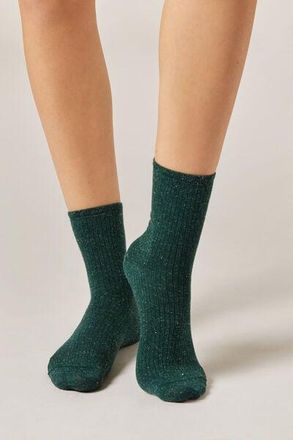 Calzedonia Kurze Socken Mit Cashmere Und Glitzergarn Grun