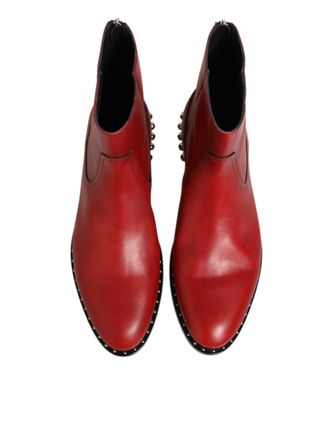 Dolce & Gabbana Mens Red Studded Chelsea Short Ankle Boots Shoes 100lf