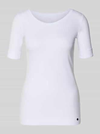 Marc Cain T-Shirt mit &Auml;rmelaufschlag und Rundhalsausschnitt