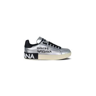Dolce & Gabbana Silberne Ledersneakers - - Shoes - Herren - Grau - 40 EU