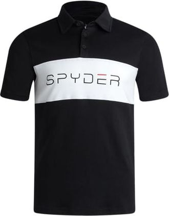 Spyder Polo &agrave; manches courtes pour homme - Chemise &agrave; col classique avec patte centrale sur le devant (tailles : S-XL), noir, Taille L