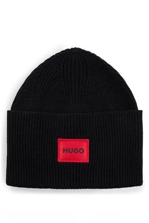 HUGO BOSS Hommes Xaff 6 Bonnet c&ocirc;tel&eacute; avec &eacute;tiquette logot&eacute;e Rouge