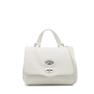 Zanellato Femme, Sacs, Blanc, Taille: ONE Size Sac bandouli&egrave;re en cuir grain&eacute; blanc