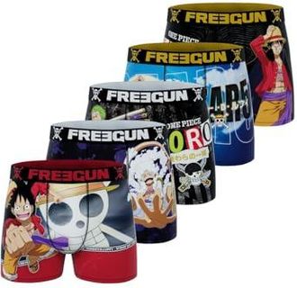 Freegun Boxer Homme One Piece, Caleçon Homme Luffy, Roronoa Zoro (Lot de 5), Taille S