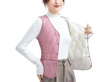 Generic Veste chaude en coton pour femme Automne Hiver Loisirs Cuello V&ecirc;tements dext&eacute;rieur Mode Col montant Cardigan Veste chaude Top Veste Manteau, rose, XXL