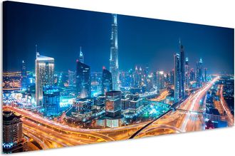 Paul Sinus Art Panoramabild 150x50cm Urbane Fotografie - Downtown Skyline, Dubai, UAE auf Leinwand exklusives Wandbild moderne Fotografie für ihre Wand in vielen Grö
