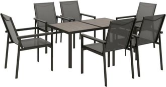 OUTSUNNY Ensemble salon de jardin 6 places 7 pièces table à manger gris