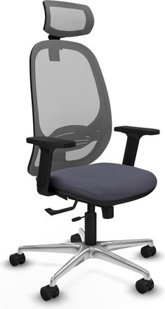 Piqueras y Crespo B&uuml;rostuhl mit Lendenwirbelst&uuml;tze mit 2D-Armlehnen und Kopfteil, h&ouml;henverstellbar und neigbar. Ausgestattet mit Syncro/Traslack und Schneideschaum. Gra