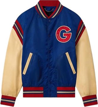 Golden Goose Mens Varsity Bomber Jacket With Leather Sleeves