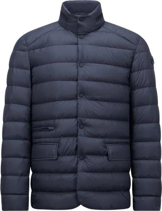 Moncler Lederbesetzte Daunenjacke - - Jackets - Herren - Blau - 2XL
