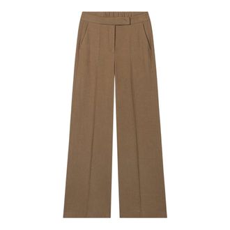 Luisa Cerano Femme, Pantalons, Brun, Taille: 38 FR Pantalon Fluide Large en Lin Mélangé